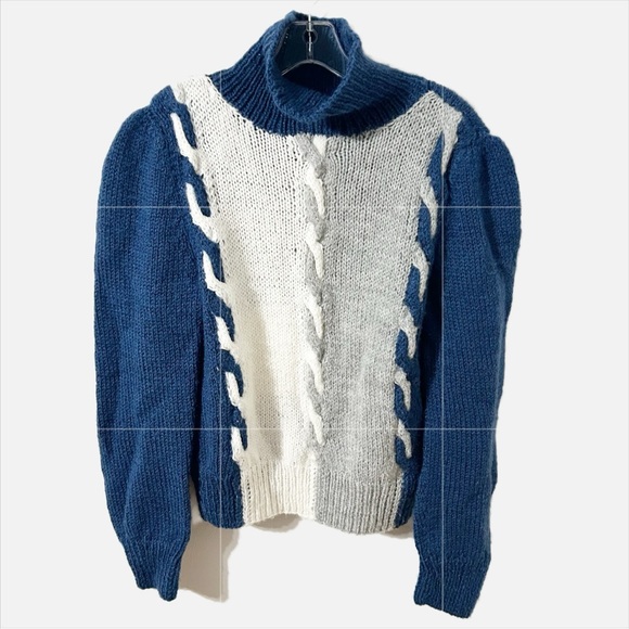 Unbranded | Sweaters | Vintage Unbranded Blue White Cable Knit Striped ...